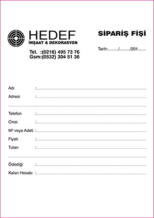 Servis Formu/Sipariş Formu | A4 Sipariş formu Ürünü
